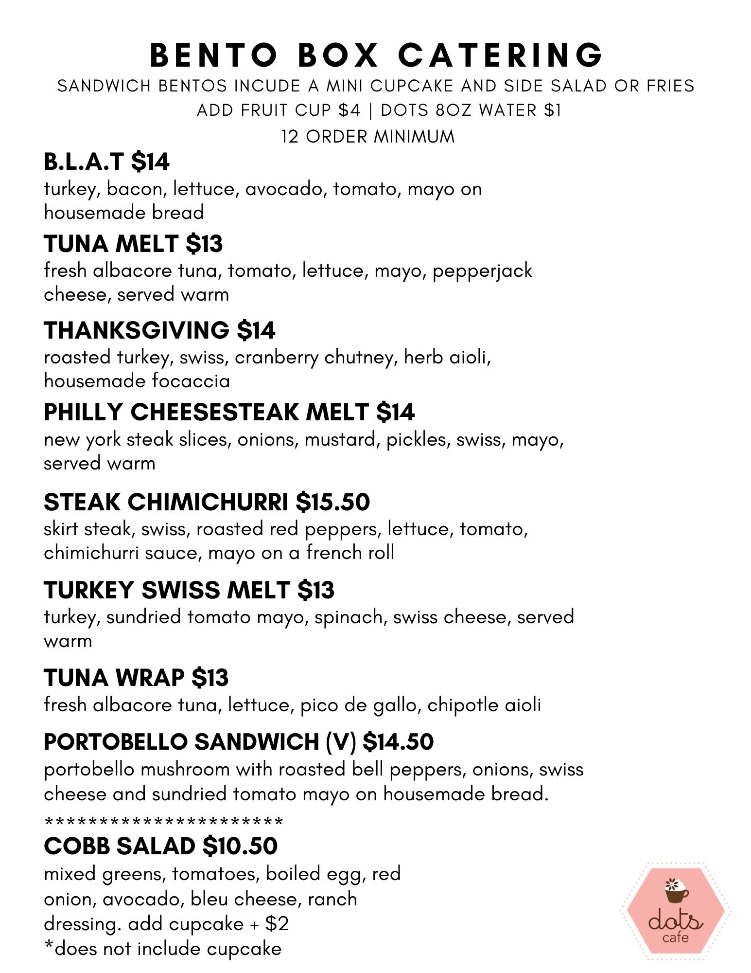 CATERING MENU 2021 | Dots Cafe & Bakery